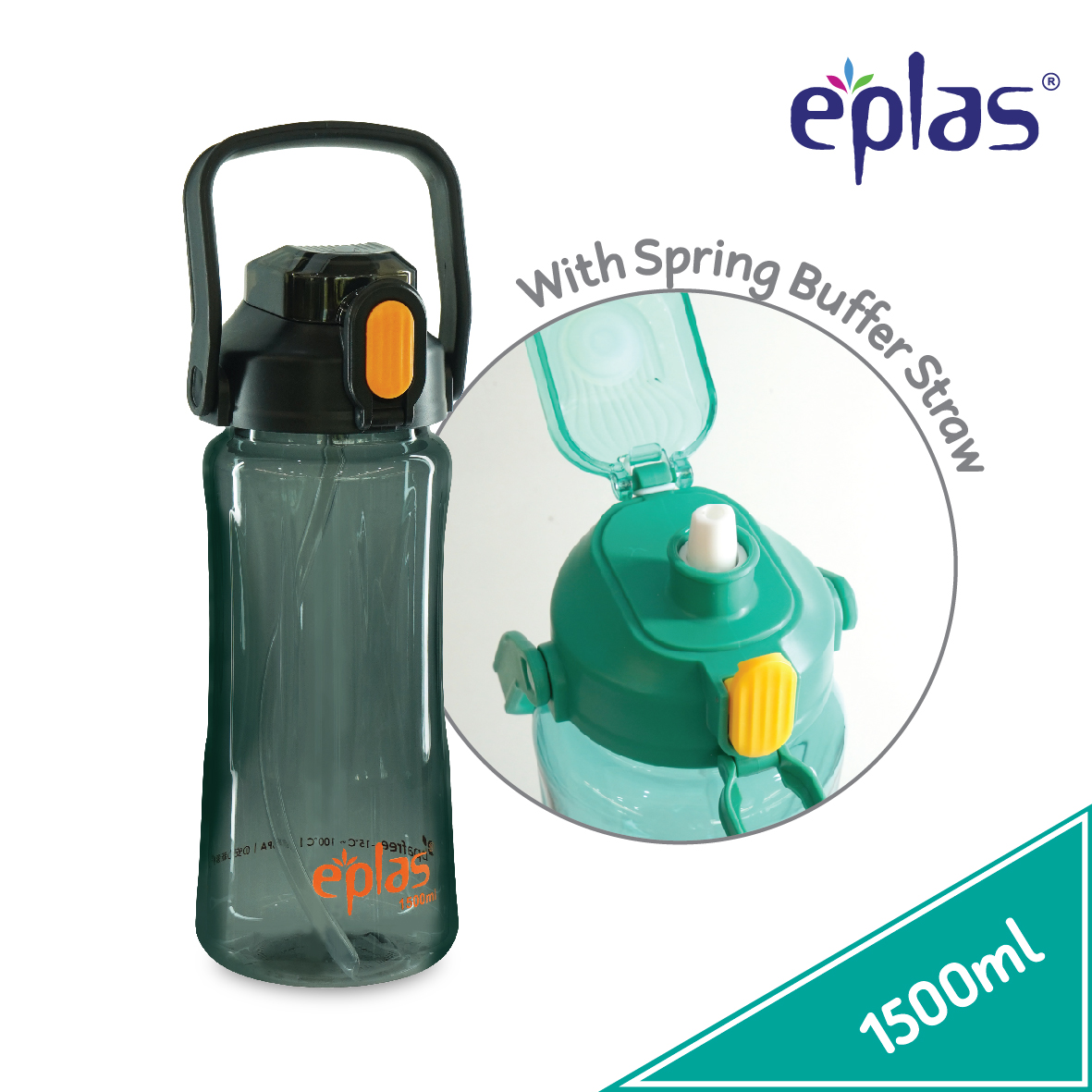 EPLAS HEAVY DUTY 1500/2000ml Sport Drinking Bottle W/Spring Buffer ...
