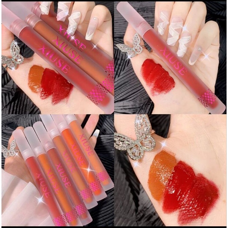 ลิปXIUSE ลิปเนื้อแมทกันน้ำ( กล่องเงิน) | Lazada.co.th