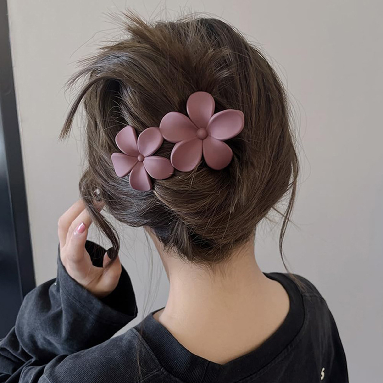 D-339 Flower Shape Plastic Claw Clip 10cm Non-Slip Hair Accessory for ...