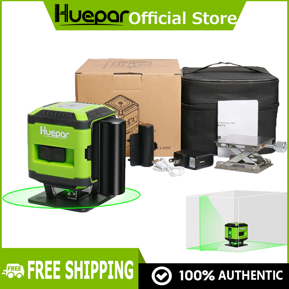 Huepar Floor Laser Level 5 Lines Green Beam With Li-ion Battery ...