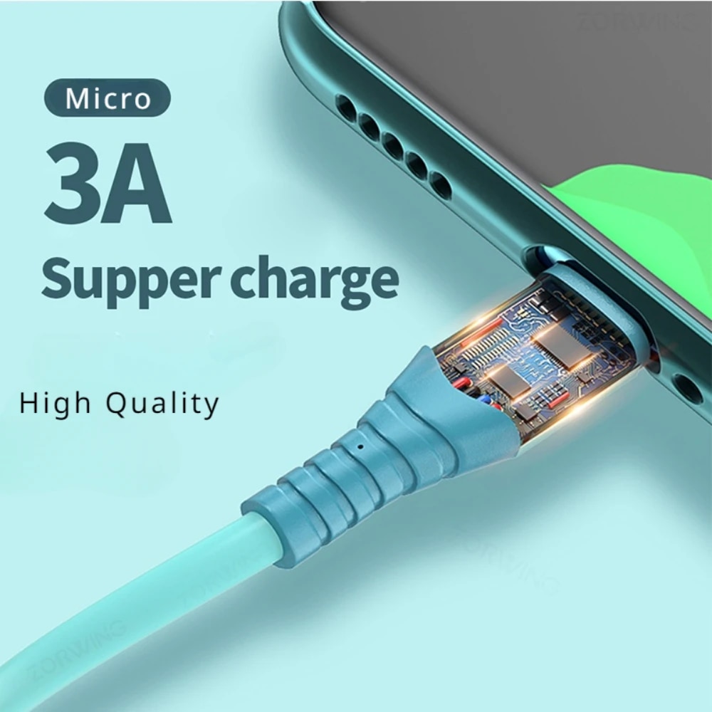 LED 3A Fast Charging USB Micro Cable Data Cable for Samsung Xiaomi ...