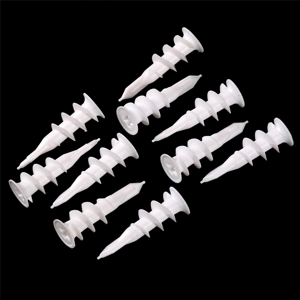 10 Pcs Self Drilling Wall Threaded Drywall Plastic Auger Anchors FUHENG ...