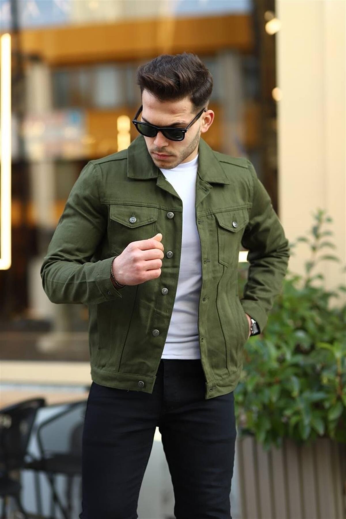 Men’s Olive Green Denim Jacket - Outdoor-Ready Style By Knockout Denims ...
