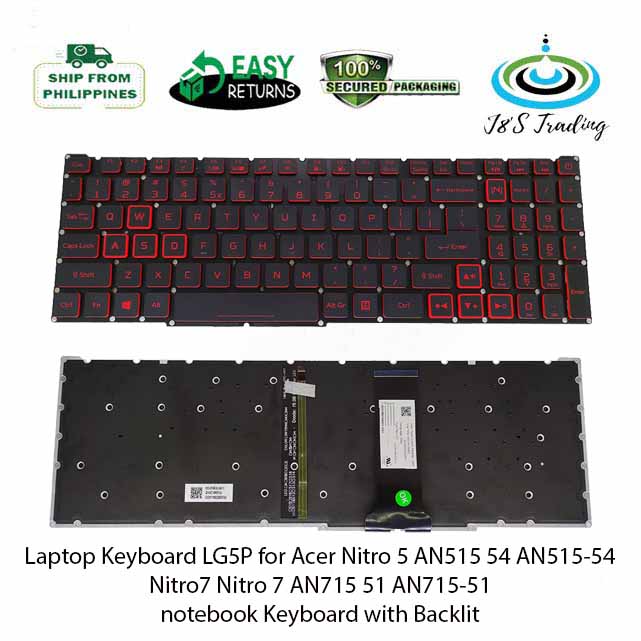 Laptop Keyboard Replacement for Acer Nitro 5 AN515 54 AN515-54 Nitro7 ...