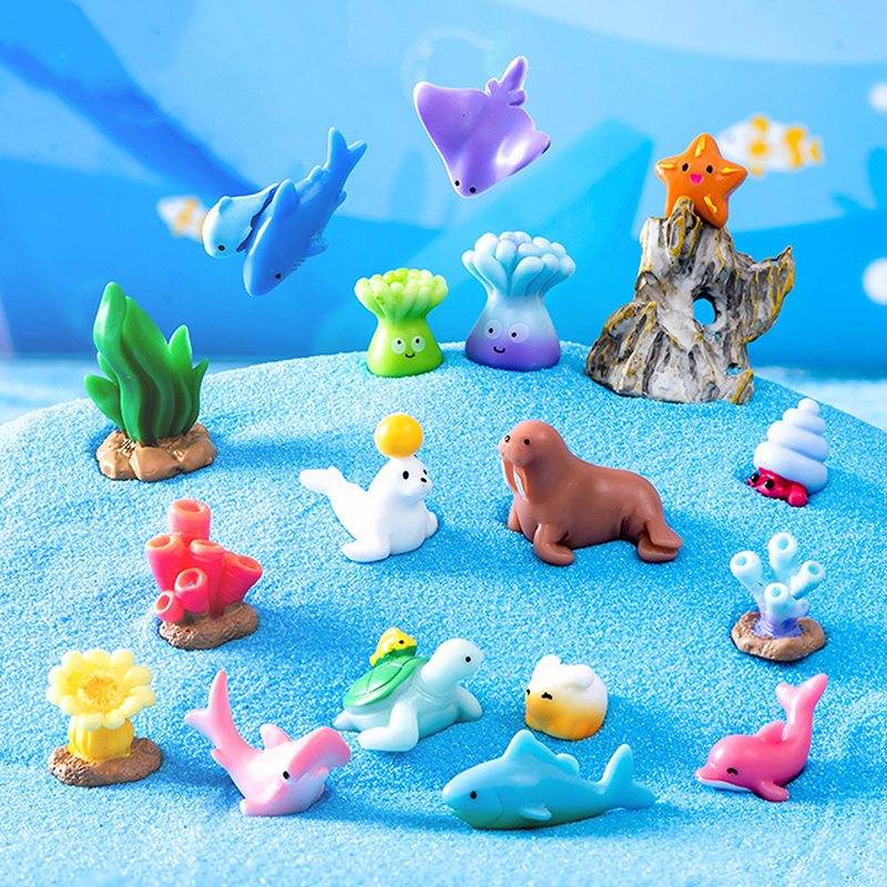 Mini Ocean Figurine Resin Ornaments Cute Marine Life Sea Animals Tiny ...