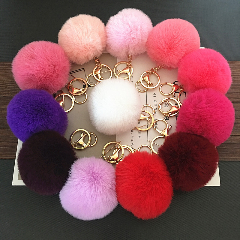 8cm Cute Key Soft Fluffy Fur Ball Keychain Fluffy Key Chains Trinkets ...