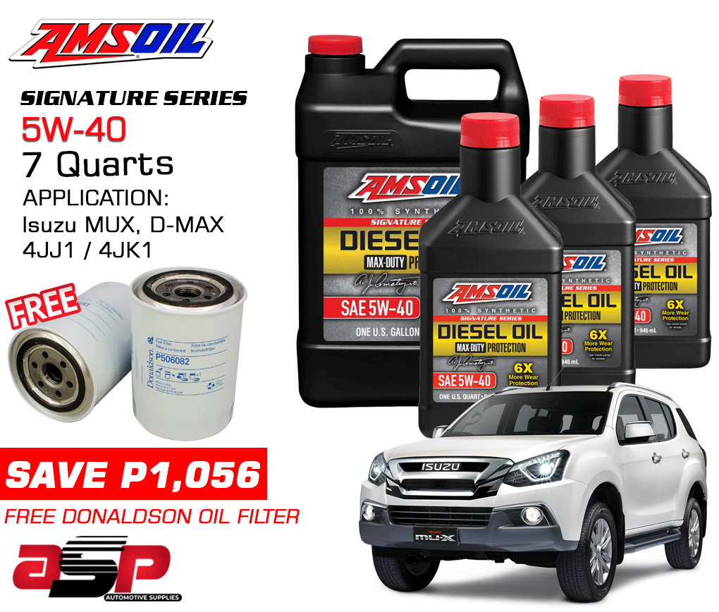 AMSOIL Signature Series Max-Duty 100% Synthetic Diesel Oil 5w-40 7 ...