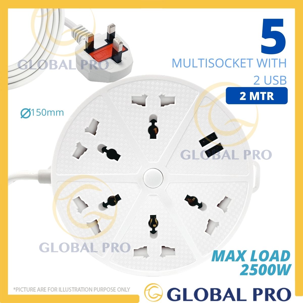 [sirim]black Series 3 4 5 Way Surge Protector Sleek Black Portable Extension Socket Trailing