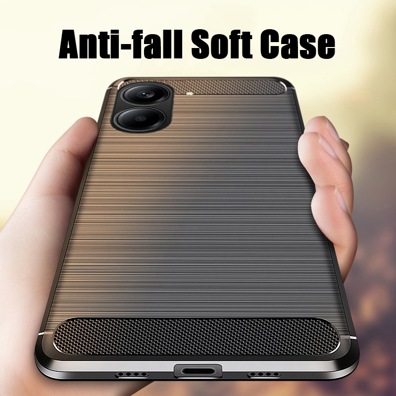 For Redmi A5 case Carbon Fiber Soft TPU Silicone Anti-fingerprint ...