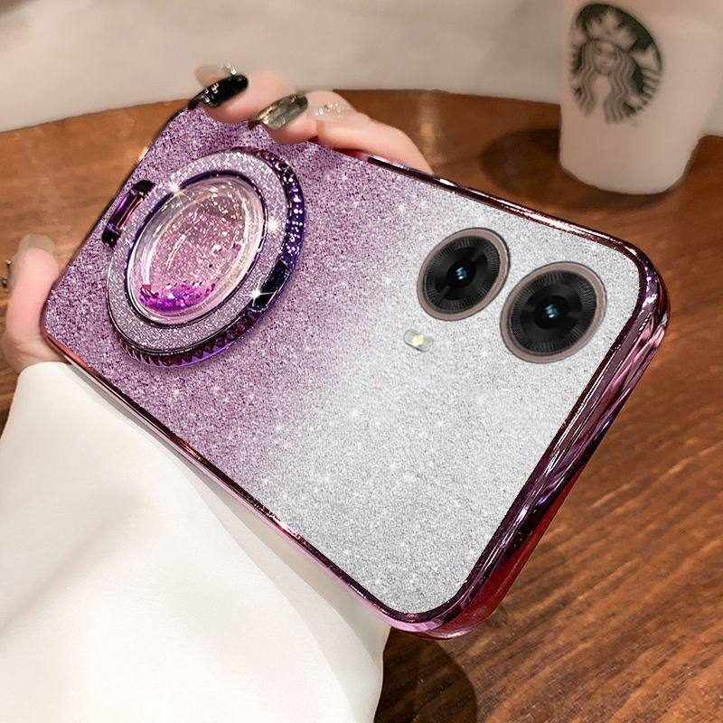 JinnikaijiShiny Gradient Plating Liquid Flash Quicksand Case with ...