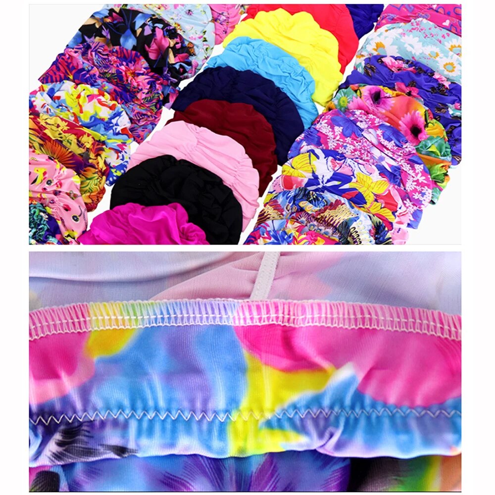 Women Men Pleated Flower Heart Stars Print Swim Pool Water Sport Long ...