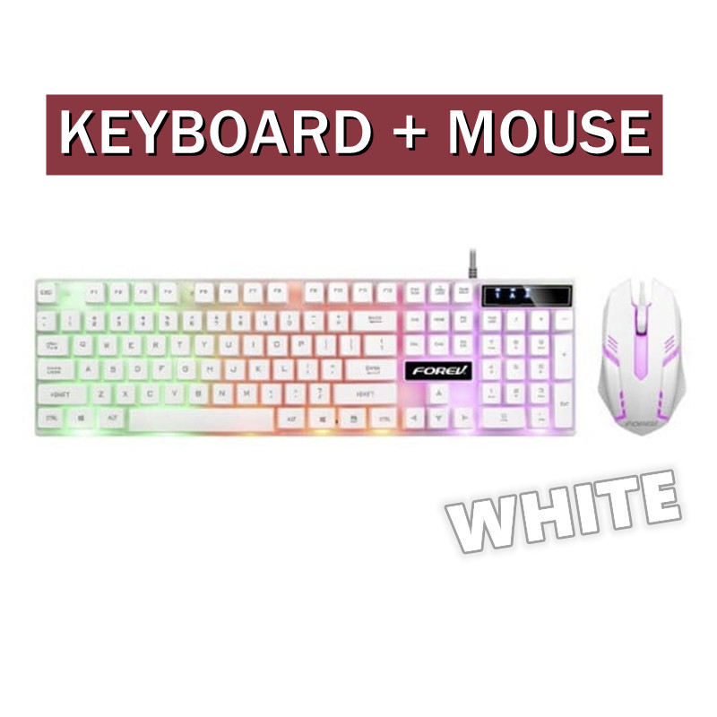 RGB Rainbow Light Keyboard and Mouse Set Mechanical Feel Backlight ...