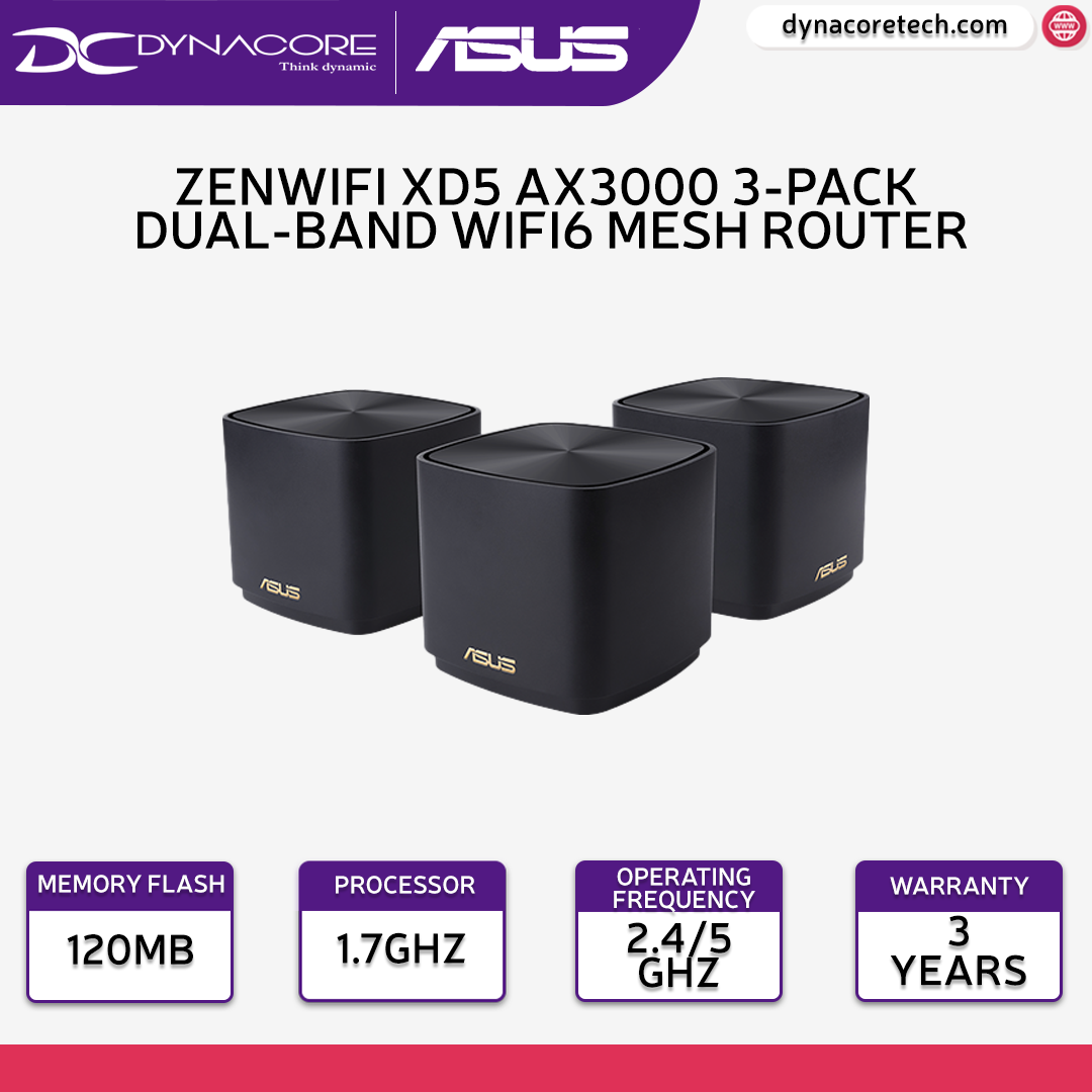 ASUS ZenWiFi XD5 AX3000 3-Pack WiFi 6 Mesh Router System - Black ...
