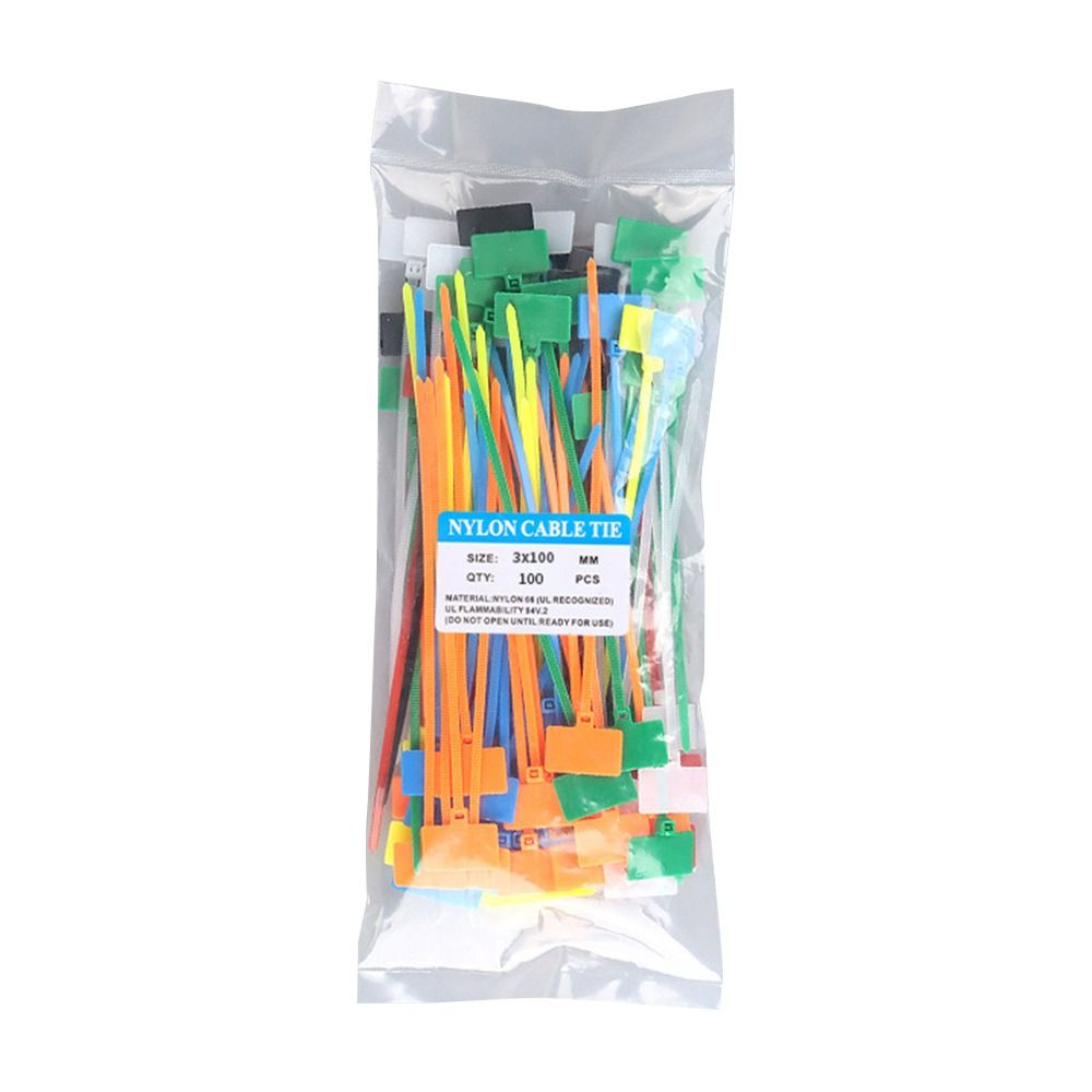 100pcs Easy Mark Tag Labels Markers Self-locking Zip Ties Colorful Tag ...