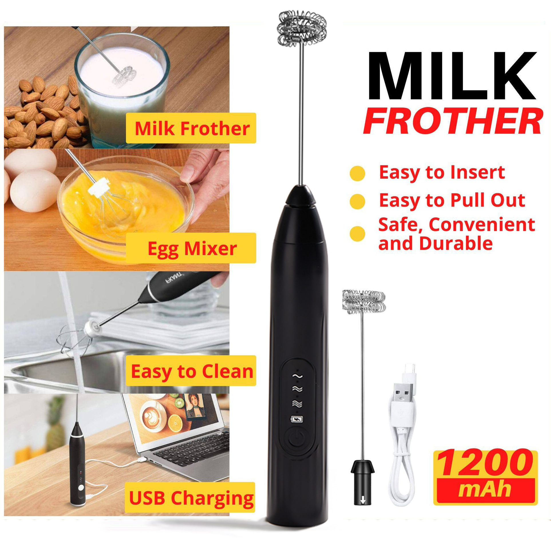 USB Speed Adjustable Milk Frother Handheld Electric Foam Maker ...