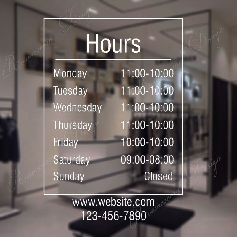 【Exclusive Offer】Personalized Business Hours Window Stickers Vinyl ...