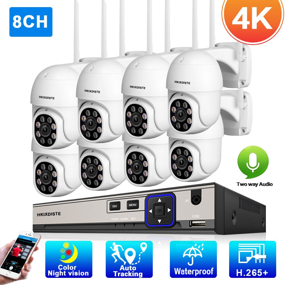 ระบบรักษาความปลอดภัยกล้อง NVR 4K 8CH POE พร้อม8MP Wifi PTZ กล้อง IP ...