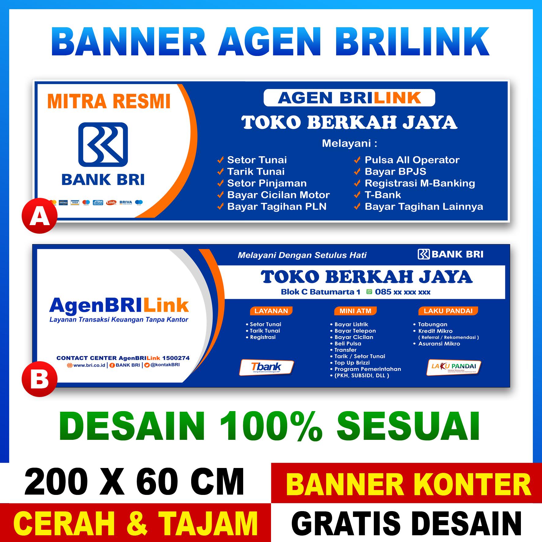 SPANDUK BANNER BRILINK BRI LINK ATM BERSAMA | Lazada Indonesia