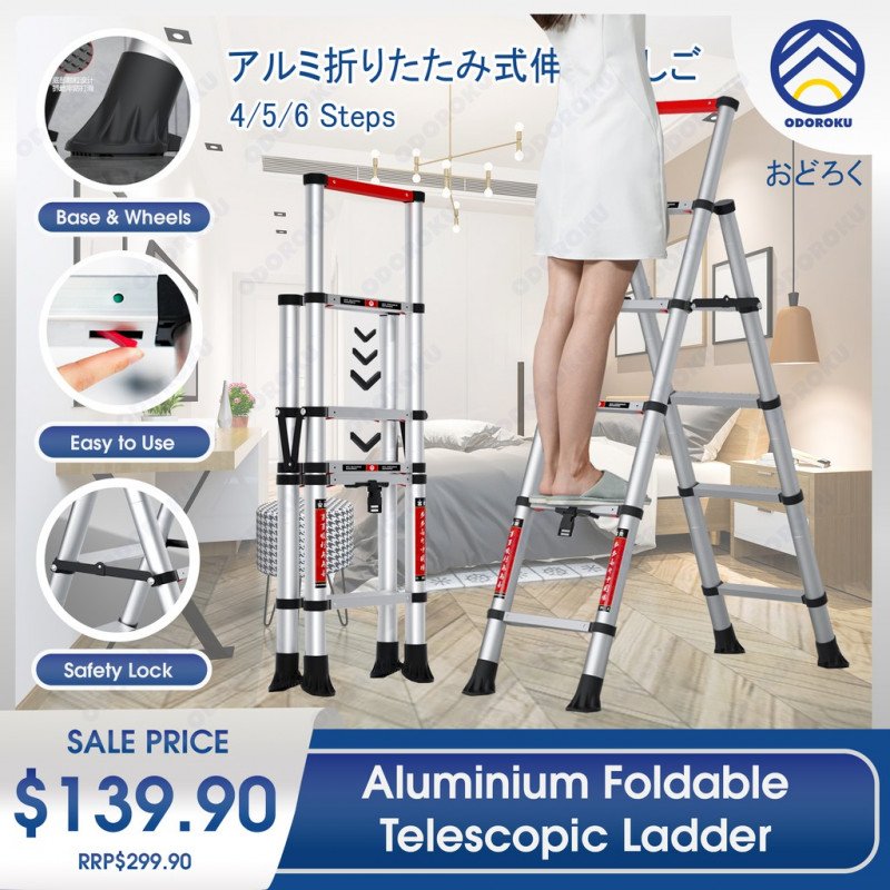 ODOROKU Household Aluminum Telescopic Ladder Extension Multi-Purpose ...