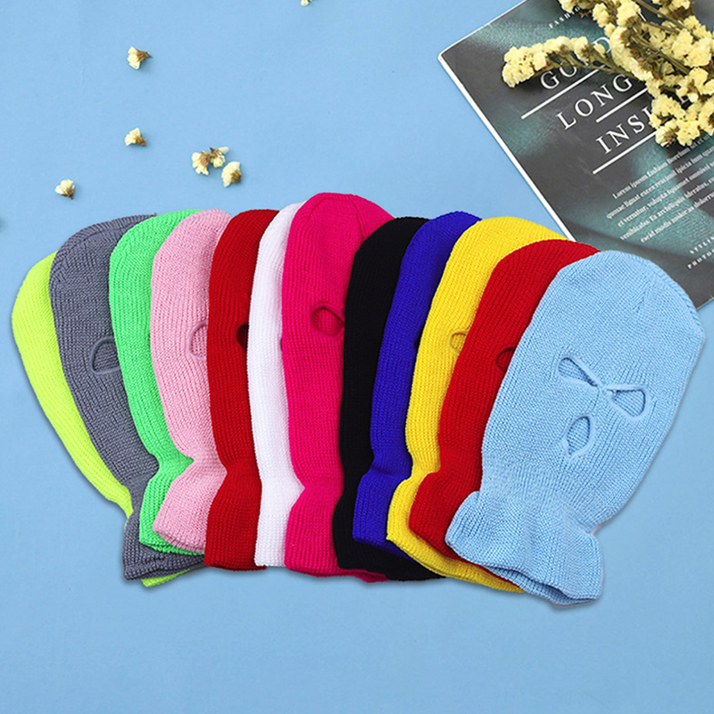 【wholesle668 Store】Fashion 3-Hole Knitted Full Face Cover Mask, Winter ...
