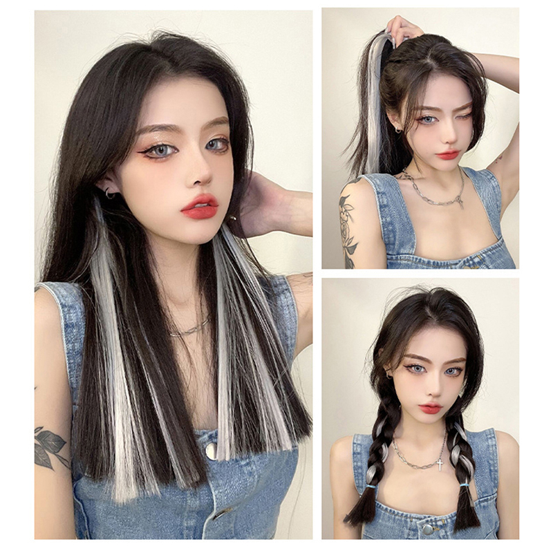 60cm Hair Extension Clip In Hairpiece Long Straight Hanging Ear Wig ...