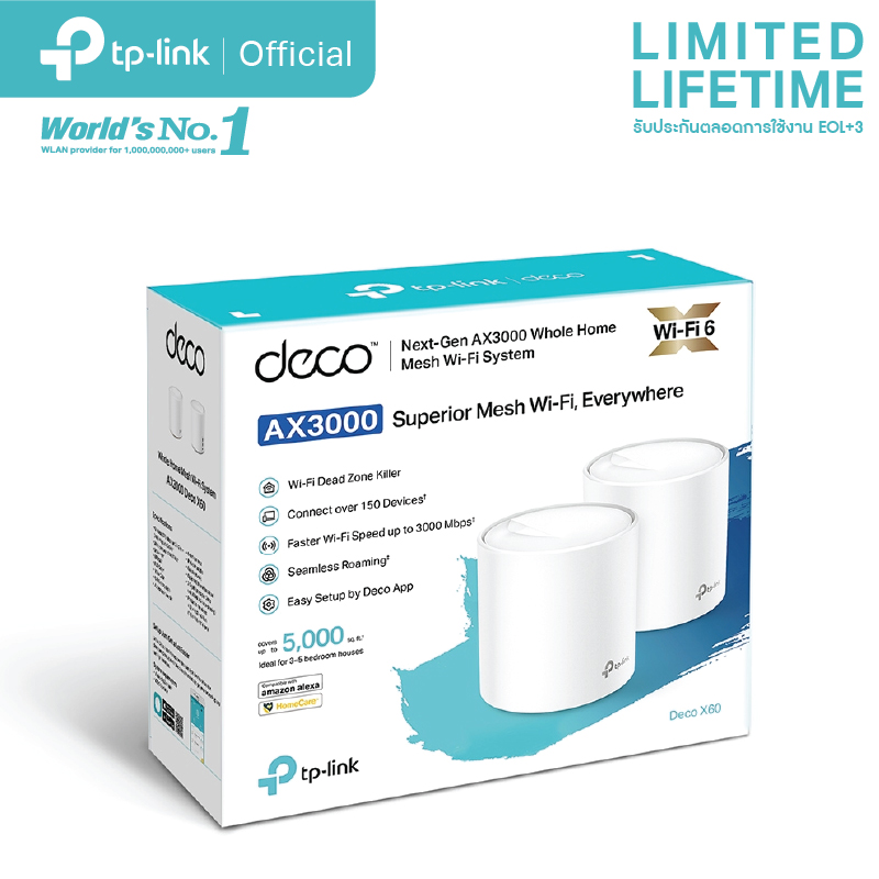 TP-Link Deco X60 AX5400 Whole Home Mesh WiFi 6 Router ตัวขยายสัญญาณ WiFi รับประกันตลอดการใช้งาน ...