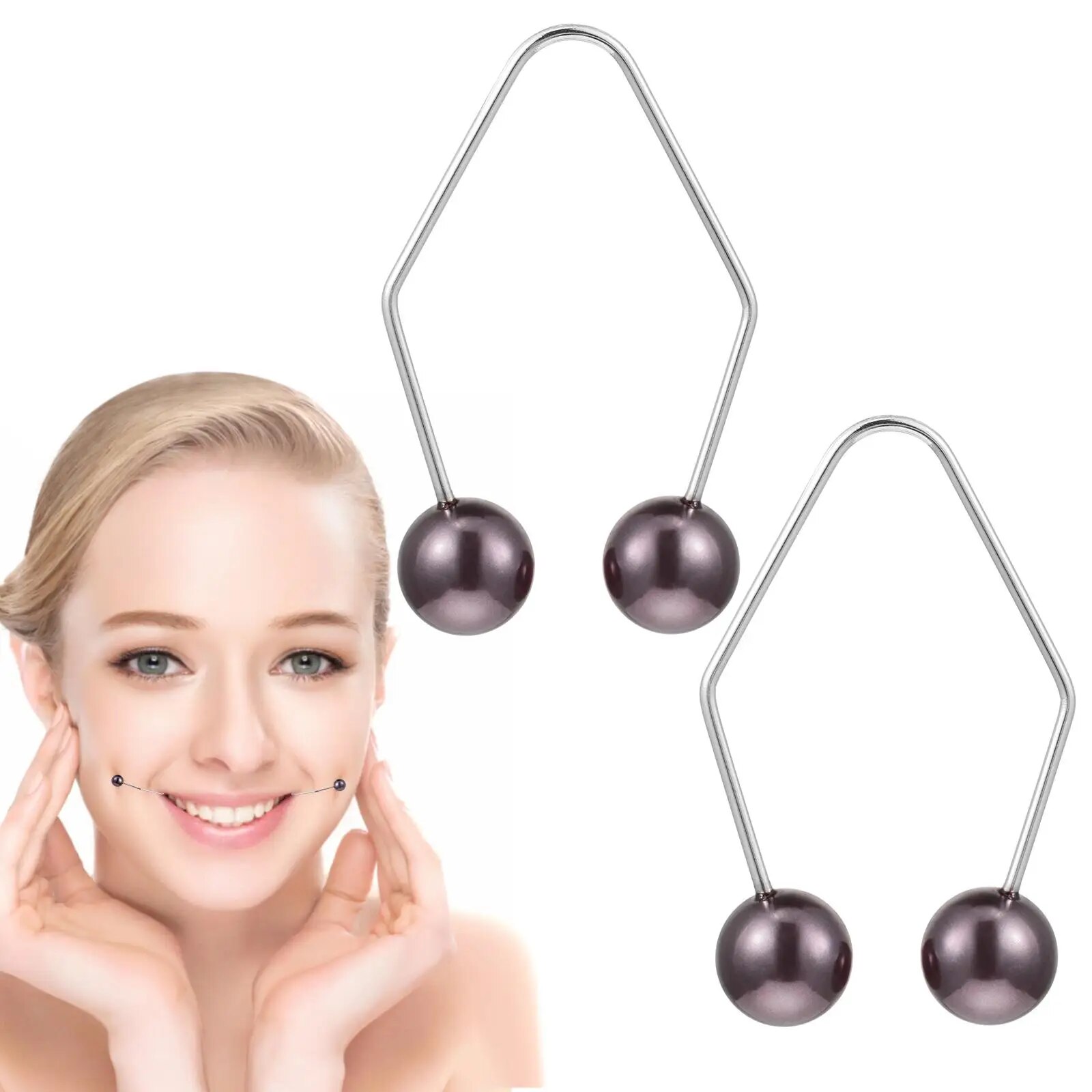 1 Pair Pearl Dimple Trainer Gift Alloy Easy to Wear Facial Dimple Make ...