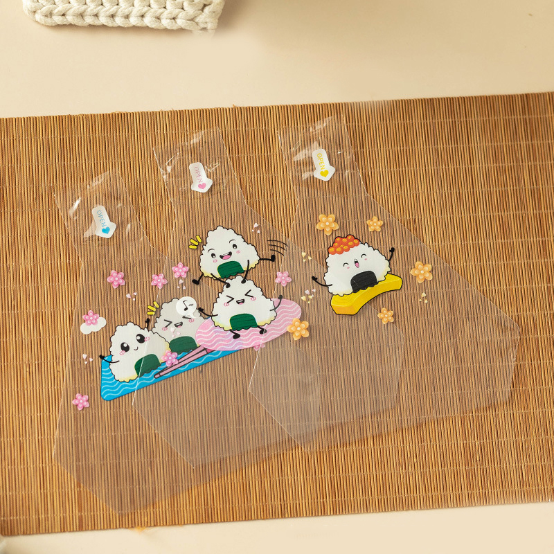 100 Pcs New Lovely Cartoon Disposable Japenese Triangle Rice Ball ...