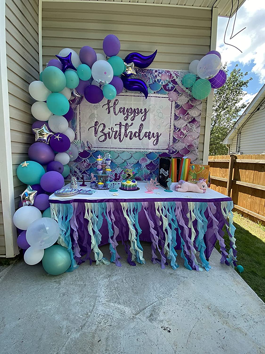 Bluey Mermaid Baby Shower 1st Birthday Backdrop For Photography ...
