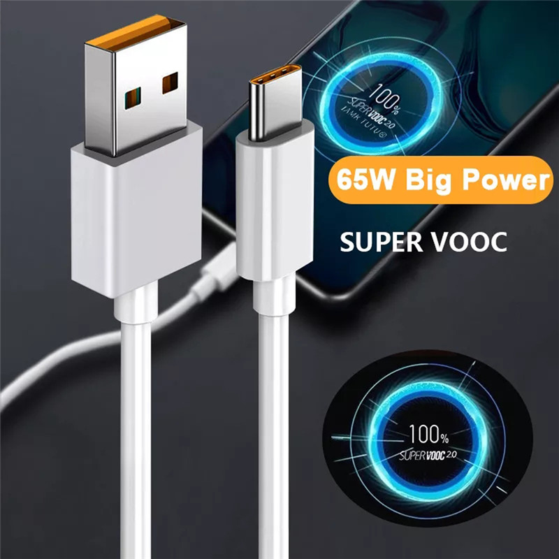 65W Type C Cable For Realme GT2 V20 Samsung Phone Cables 6.5A Vooc ...