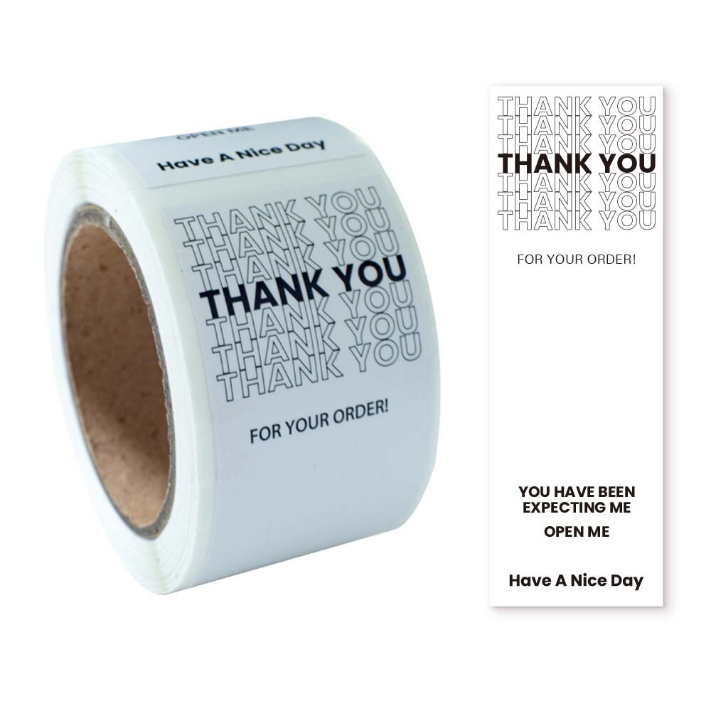 100pcs/roll Thank You Stickers Rectangle Seal Labels This Package Is ...