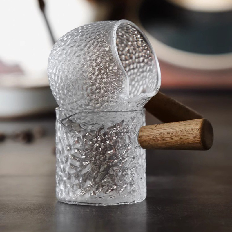 【New Arrivals】1pc Wood Handle Glass Espresso Measuring Cup DIY Coffee ...