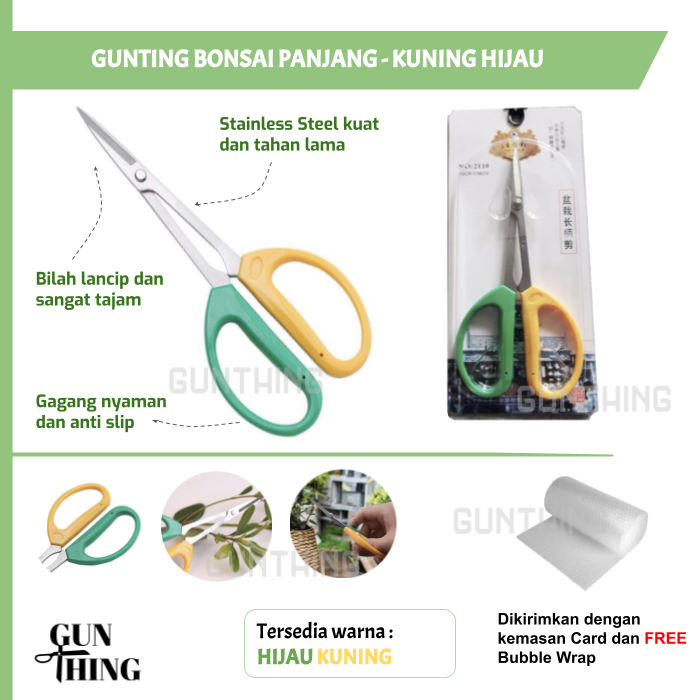 Gunting Bonsai Panjang - Gunting Pruning Hijau Kuning - Ranting Bunga ...