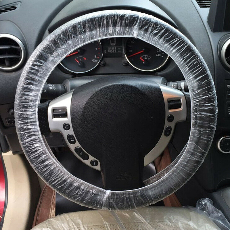 20Pcs Universal Clear White Plastic Disposable Steering Wheel Cover For ...