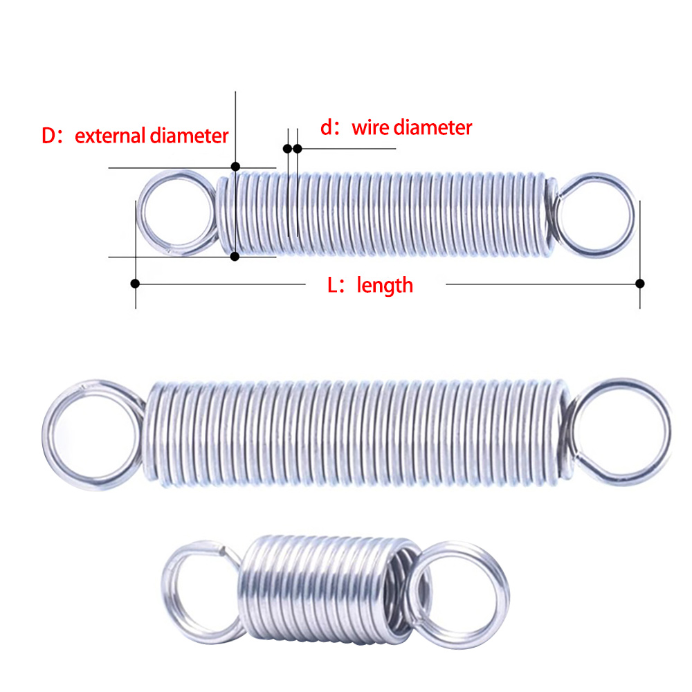 2Pcs 304 Stainless Steel Extension Spring Wire Dia 1.5mm O Ring Hook ...