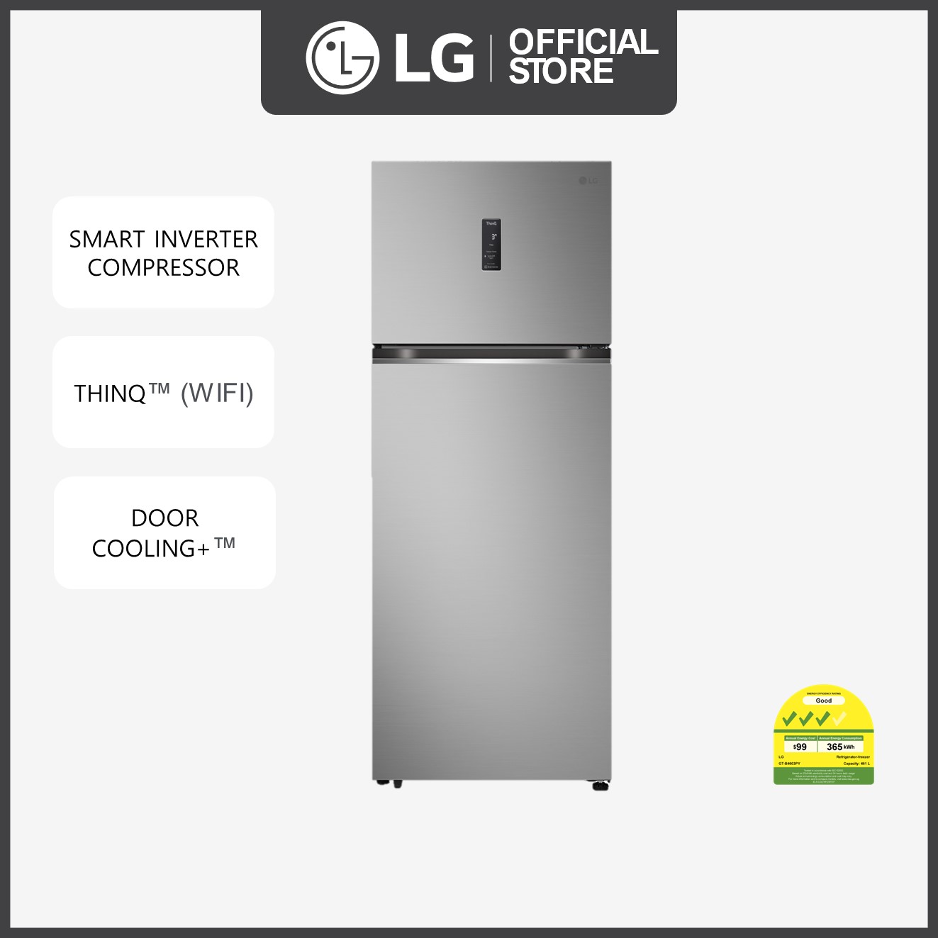 LG GT-B4603PY 461L Smart Inverter Top Freezer - Prime Silver | Smart Inverter Compressor | ThinQ ...