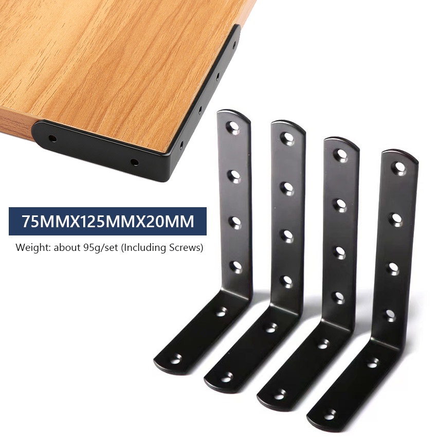 4Pcs/set L Shape Wall Bracket Shelf Angle Bracket Cast Iron Heavy Duty ...