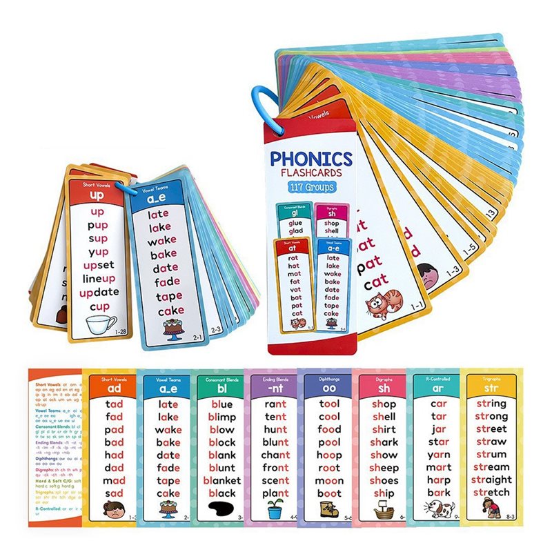 English Natural Spelling Phonics Kids Learning Cards Montessori Memory ...