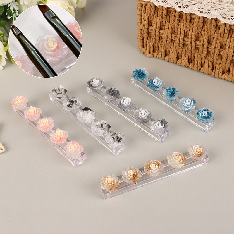 Cartoon Animal Flowers Nail Art Pen Rack Acrylic Multi Grid Pen Shelf ...