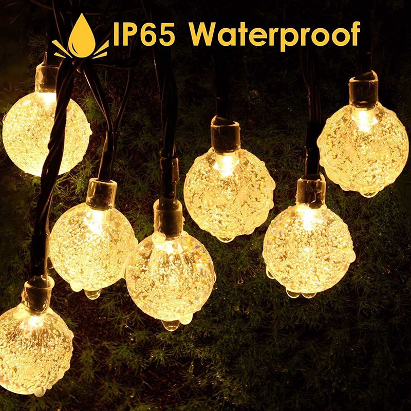 2-Pack 36FT 60 LED Crystal Globe Solar String Lights Outdoor Waterproof ...