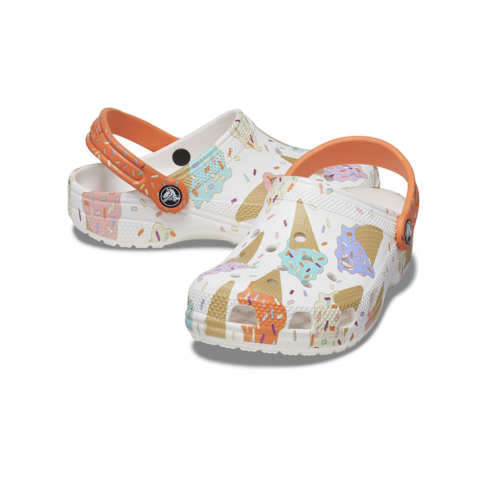 Giày Clog Trẻ Em Crocs Classic Ice Cream Graphic - White - MixASale