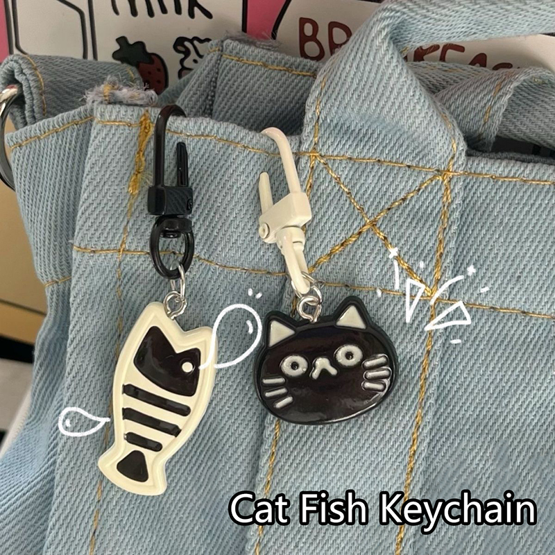Cute Cat Keychain Creative Fish Kitten Cartoon Pendent Fashion Bag ...