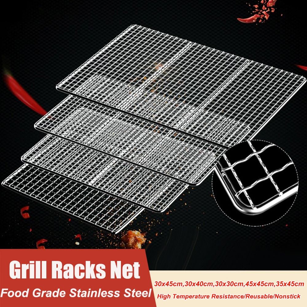 New Stainless Steel Grill Racks Reusable Square Barbecue Net Nonstick ...