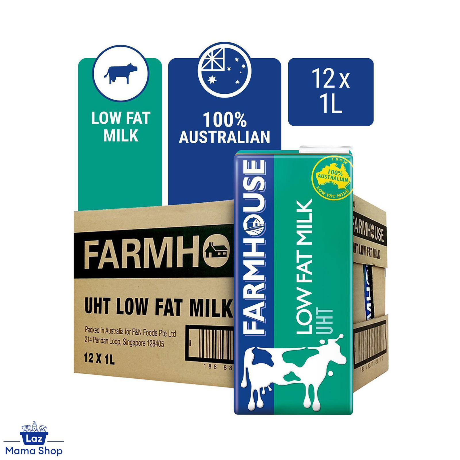 Farmhouse UHT Low Fat Fresh Milk 1L x 12 (Laz Mama Shop) | Lazada Singapore
