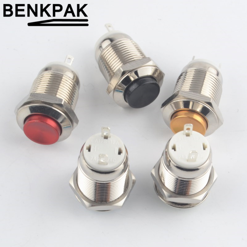 【TopazTrove】1pcs 12mm Waterproof Momentary High Round Metal Push Button ...