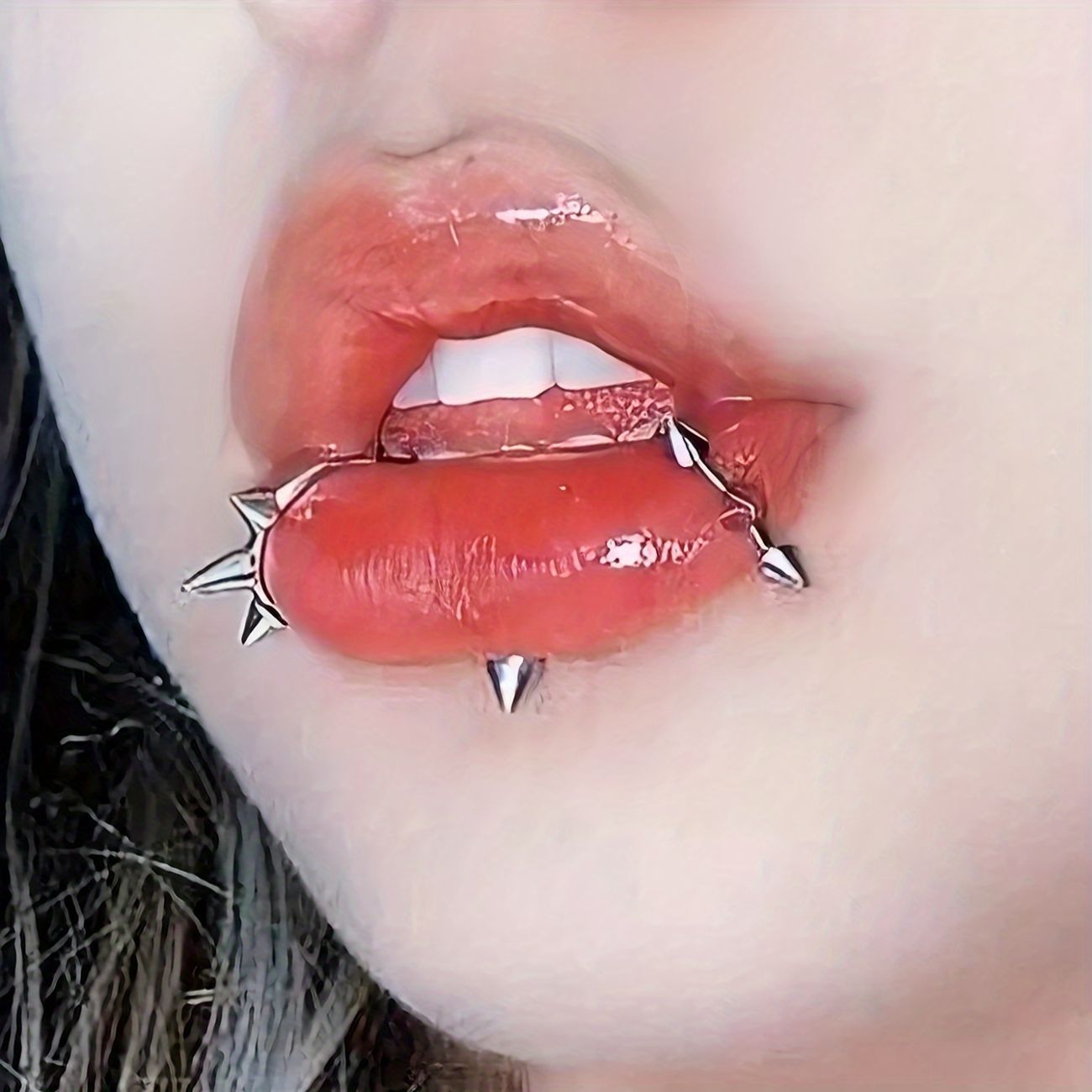 2 pieces stainless steel lip ring rivet lip nail piercing jewelry ...