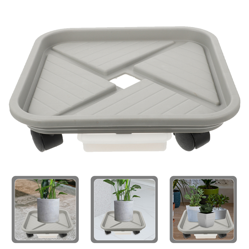 Boomss【In Stock】 Flower Pot Tray Square Plant Stands Wheels Movable ...