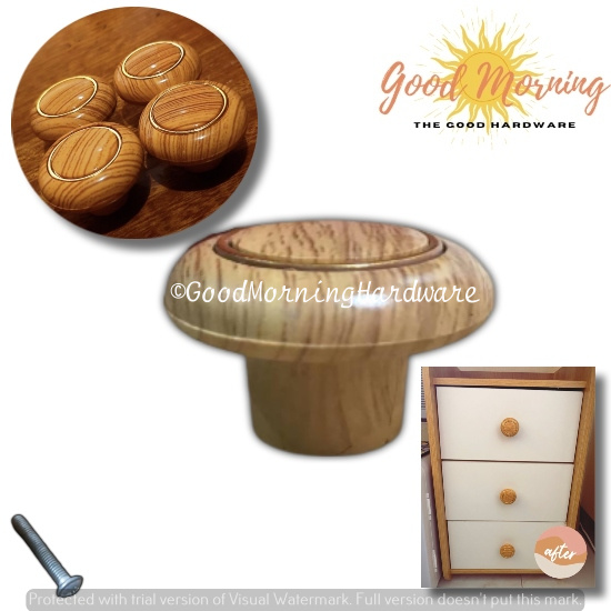 1PCS Round Wooden Design PVC Drawer Cabinet Handle Knobs Furniture ...