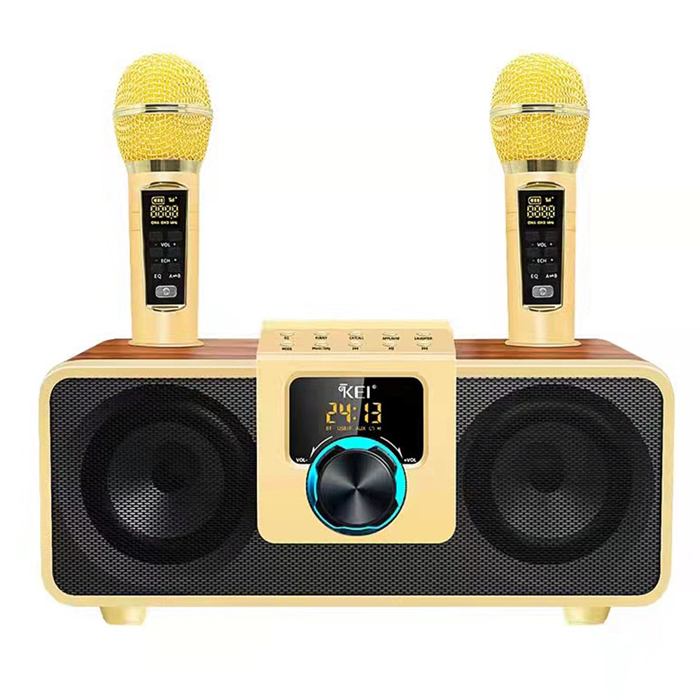 Karaoke Machine Wood Grain Karaoke Home System with 2 Wireless ...