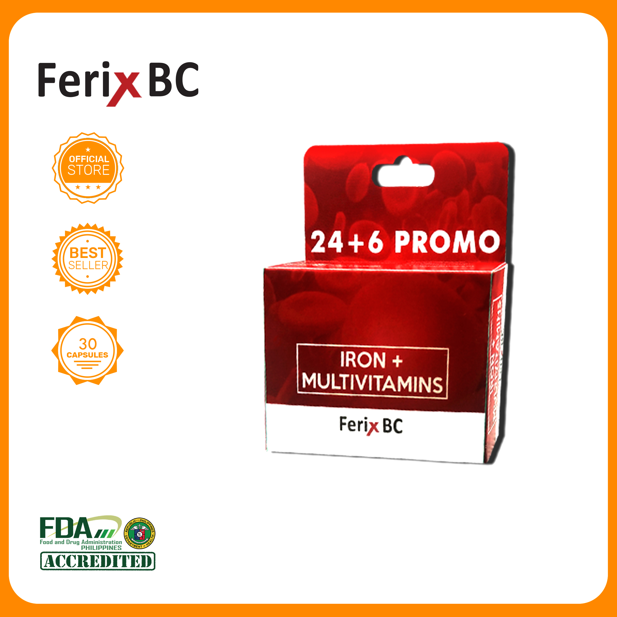 Ferix BC - Iron plus Multivitamins 24 + 6 promo | Lazada PH